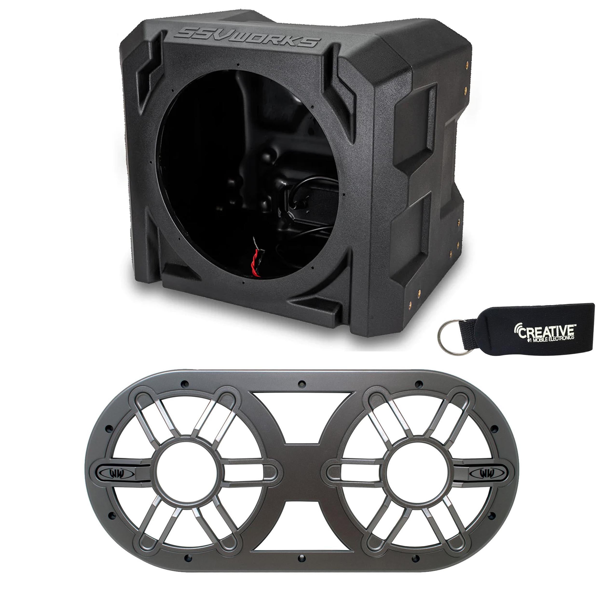 SSV Works US-10U Universal 10" Subwoofer Enclosure + Mounting Brackets & Subwoofer Vent Panel ...