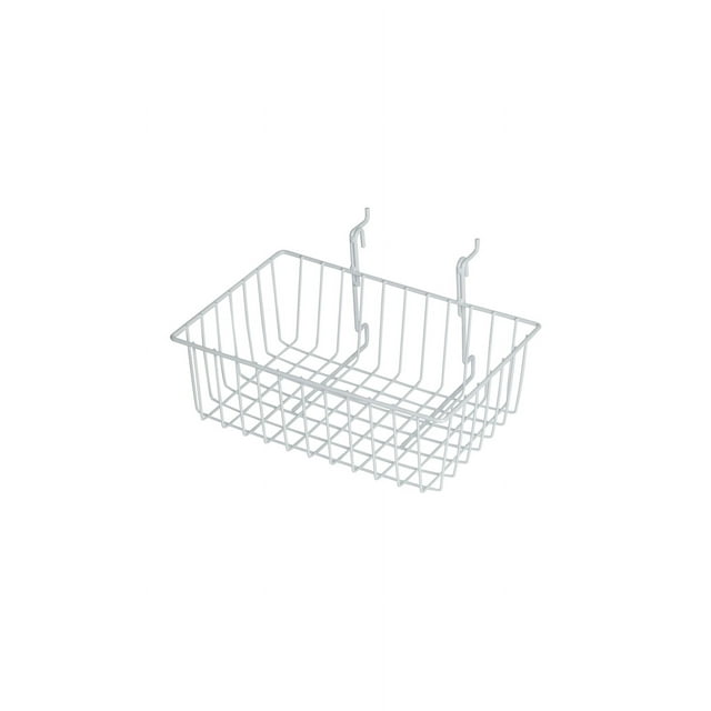SSWBasics 12" x 8" x 4" White Mini Grid Basket for Slatwall & Wire Grid ...