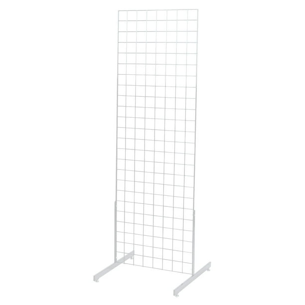 SSWBasics 2 ft x 6 ft White Standing Grid Screen - Includes Panel and 2 ...