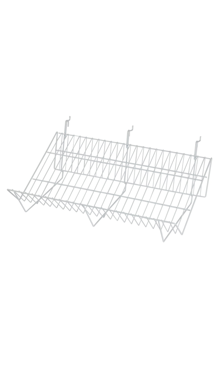 SSWBasics 24" x 12" x 6" White Downslope Grid Shelf for Slatwall & Wire ...
