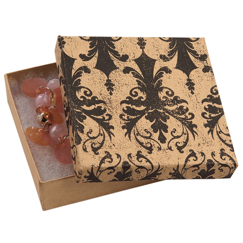 SSWBasics 3 ½ x 3 ½ x 1 inch Cotton Filled Distressed Damask Jewelry ...