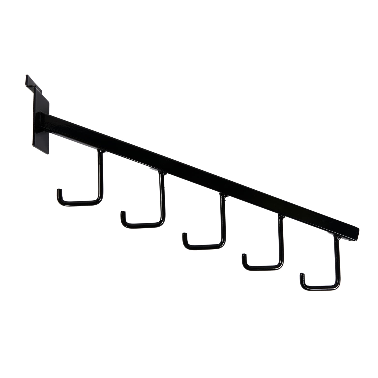 SSWBasics Black 5-J-Hook Waterfall for Slatwall - Pack of 10- Black ...