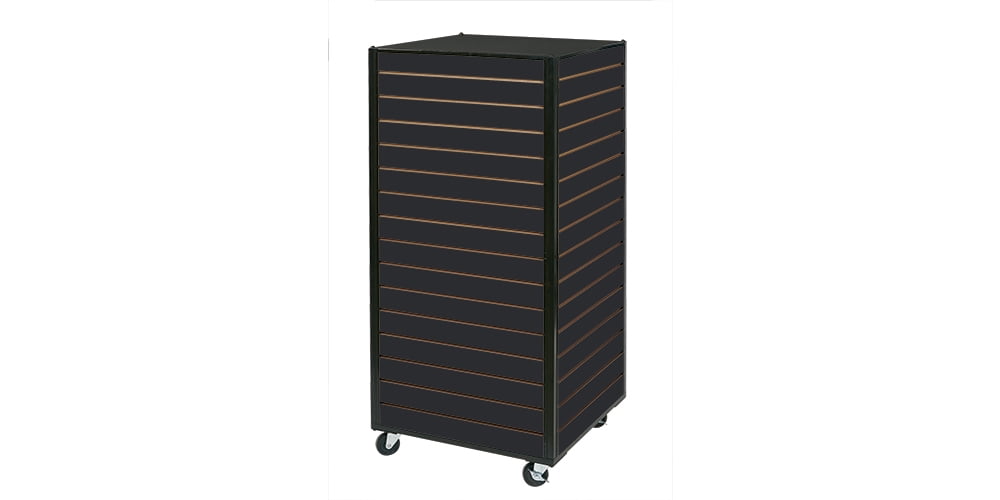 SSWBasics Black Framed Rolling Slatwall Tower 23 5/8"W x 23 5/8"D x 52 ...