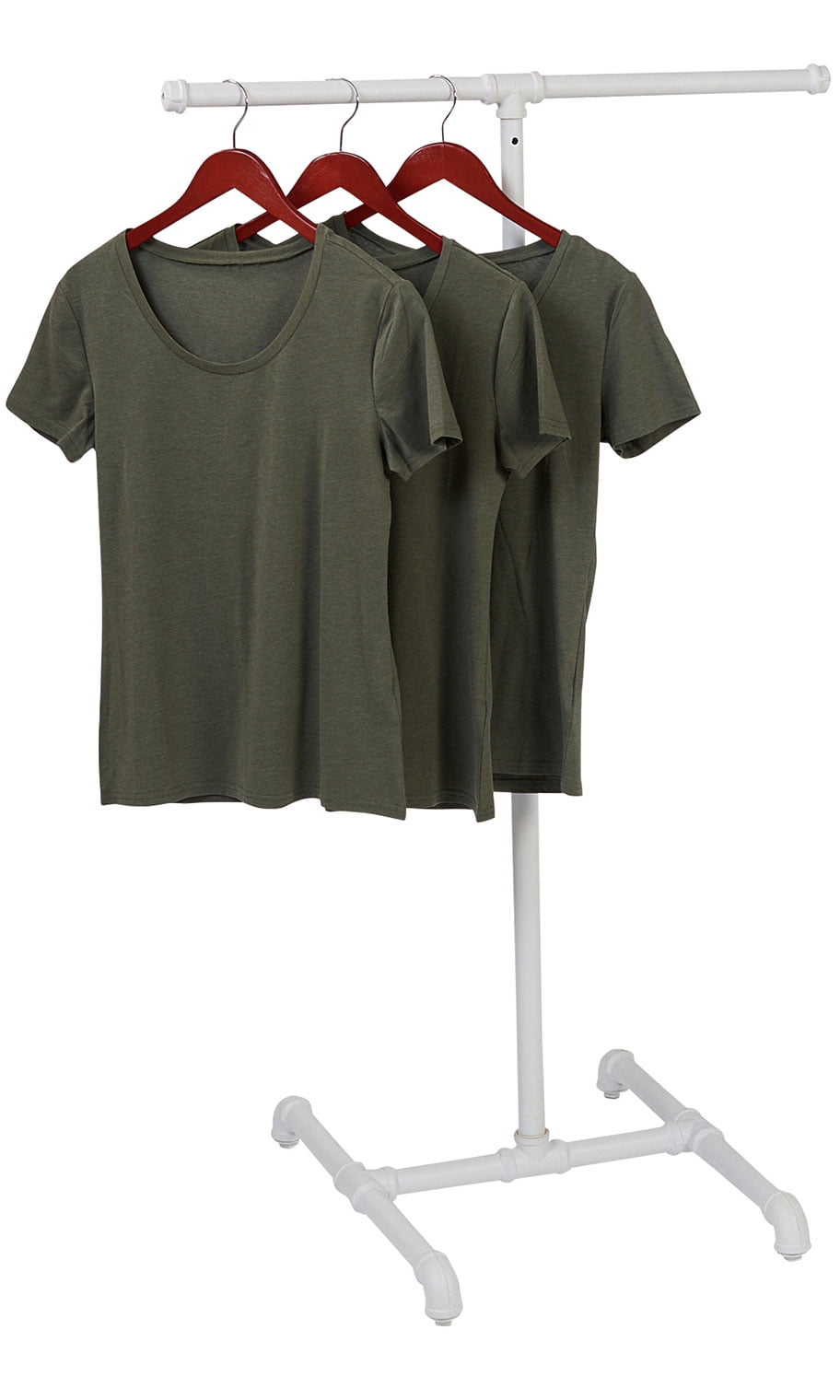 SSWBasics Boutique White Pipe 2-Way Clothing Rack with Straight Arms ...