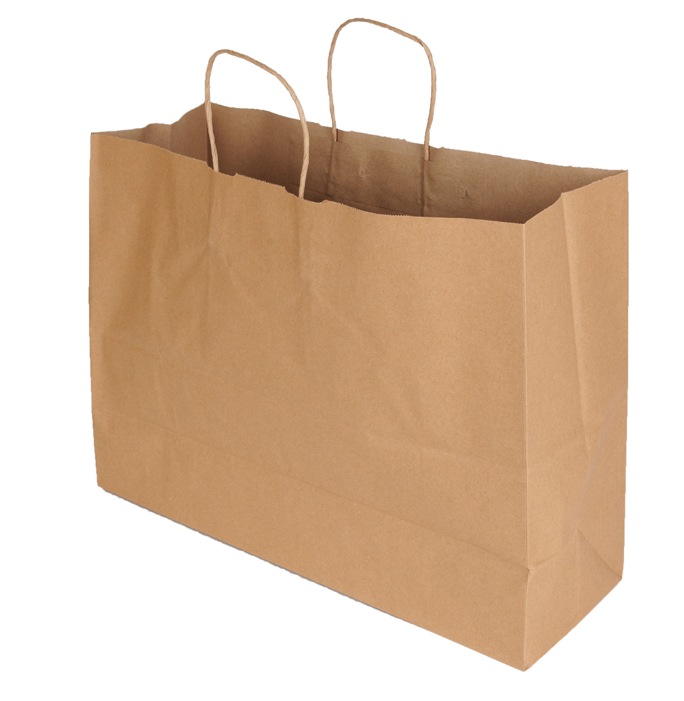 SSWBasics Brown Kraft Paper Grocery Shopping Bag - Large (16”L x 6”D x ...