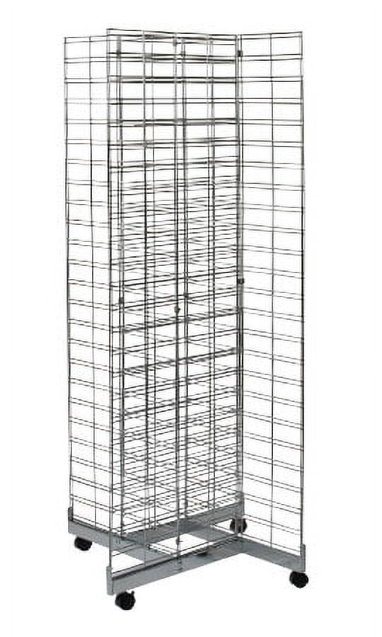 SSWBasics Chrome 4-Way Slat Grid Tower with Base and Casters- Chrome ...