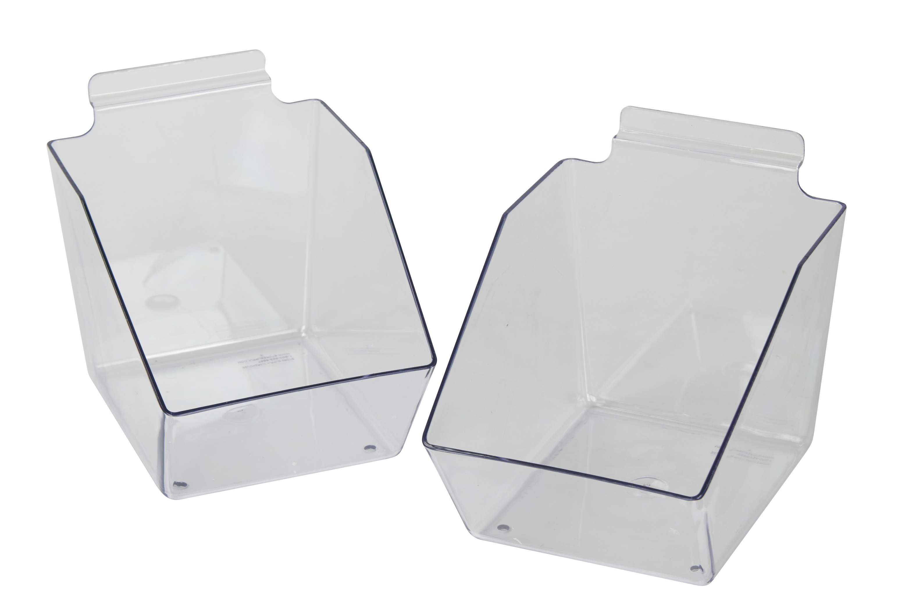 SSWBasics Clear Plastic Dump Bin for Slatwall - 6” X 5 ½” X 7 ½” - Set ...