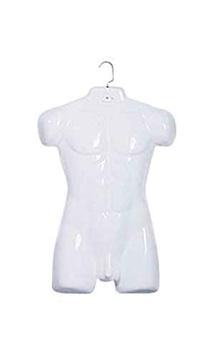 SSWBasics-Hanging Mannequin -Male Mannequin Torso - Shiny White Plastic ...