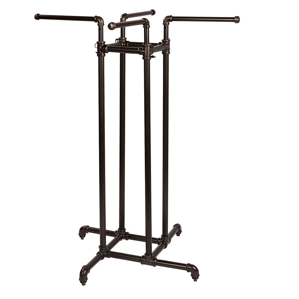 SSWBasics Heavy Duty Adjustable Pipe 4-Way Clothing Display Rack ...
