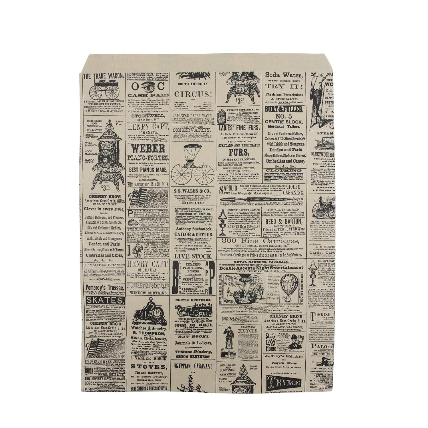 SSWBasics Large Newsprint Paper Merchandise Bags - 12”W x 15”H - Case ...