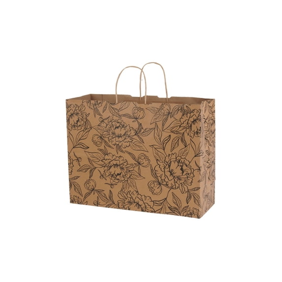 SSWBasics Large - Simple Floral Paper Shopping Bags - Case of 100 ...