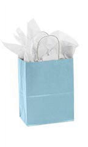 SSWBasics Medium Powder Blue Paper Shopping Bags - 8 ¼”L x 4 ¾”D x 10 ½ ...