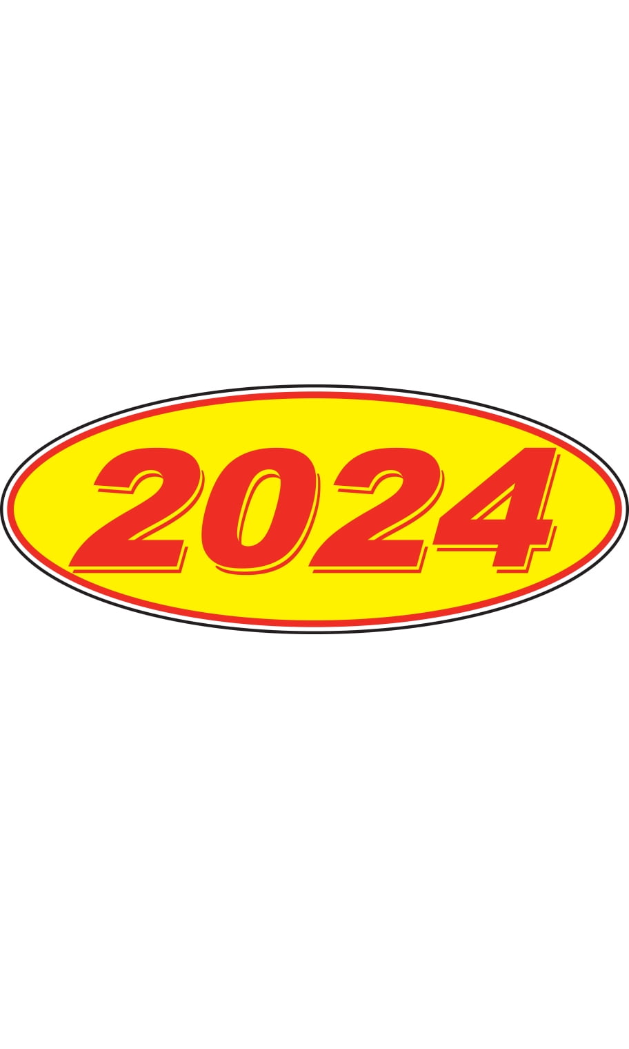 SSWBasics Oval Windshield Year Stickers - Red/Yellow - "2024" - Pack of ...