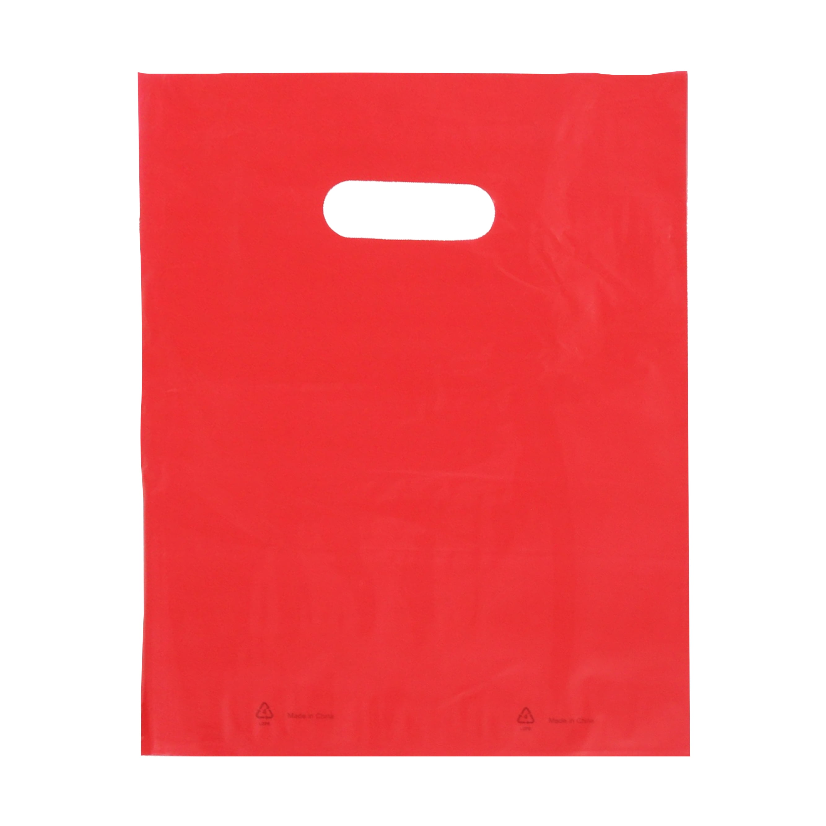 SSWBasics Red Plastic Merchandise Shopping Bags with Die Cut Handles ...