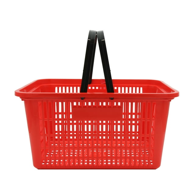 SSWBasics Red Shopping Basket with Durable Handle for Groceries and ...