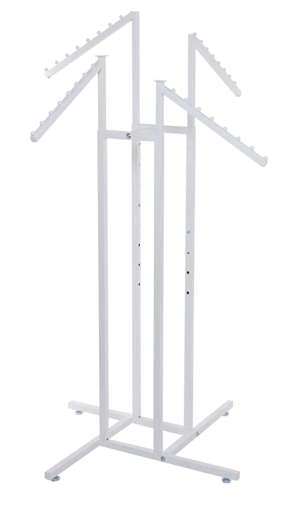 SSWBasics White 4-Way Clothes Rack with Slant Arms - Sturdy Garment ...