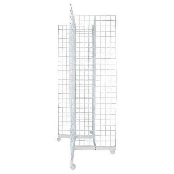 SSWBasics White 4-Way Wire Grid Tower with Base and Casters- White Grid ...