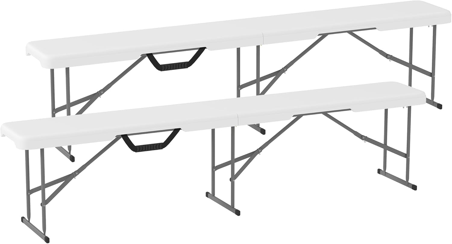 SSYBAB 2 Pack 6 Feet Plastic Folding Benches, Portable Foldable Bench ...