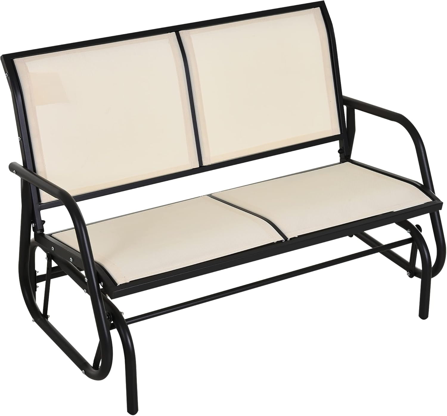 SSYBAB 2-Person Outdoor Glider Bench, Patio Double Swing Rocking Chair Loveseat w/Powder Coated ...