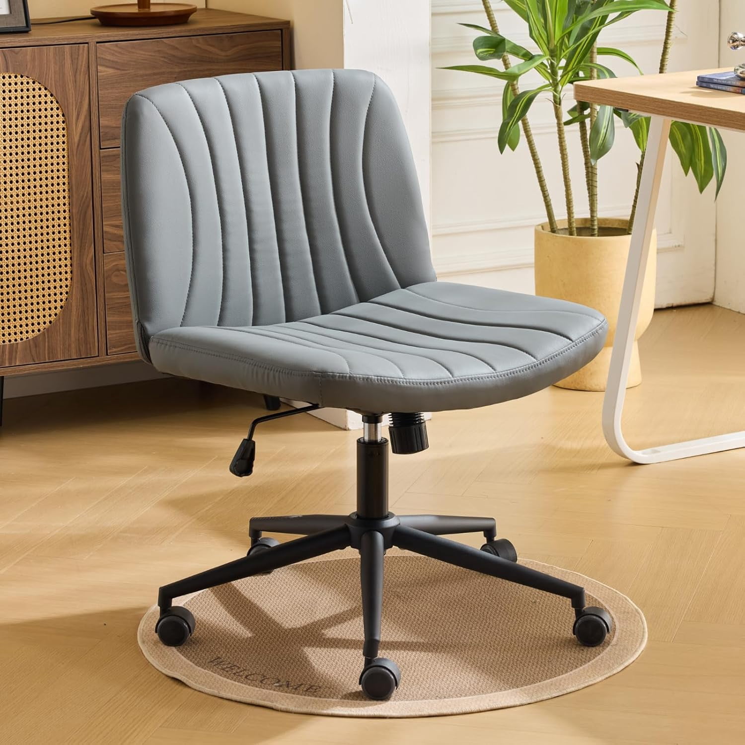 SSYBAB Criss Cross Chair Armless Desk Chair with Wheels Cross Legged ...