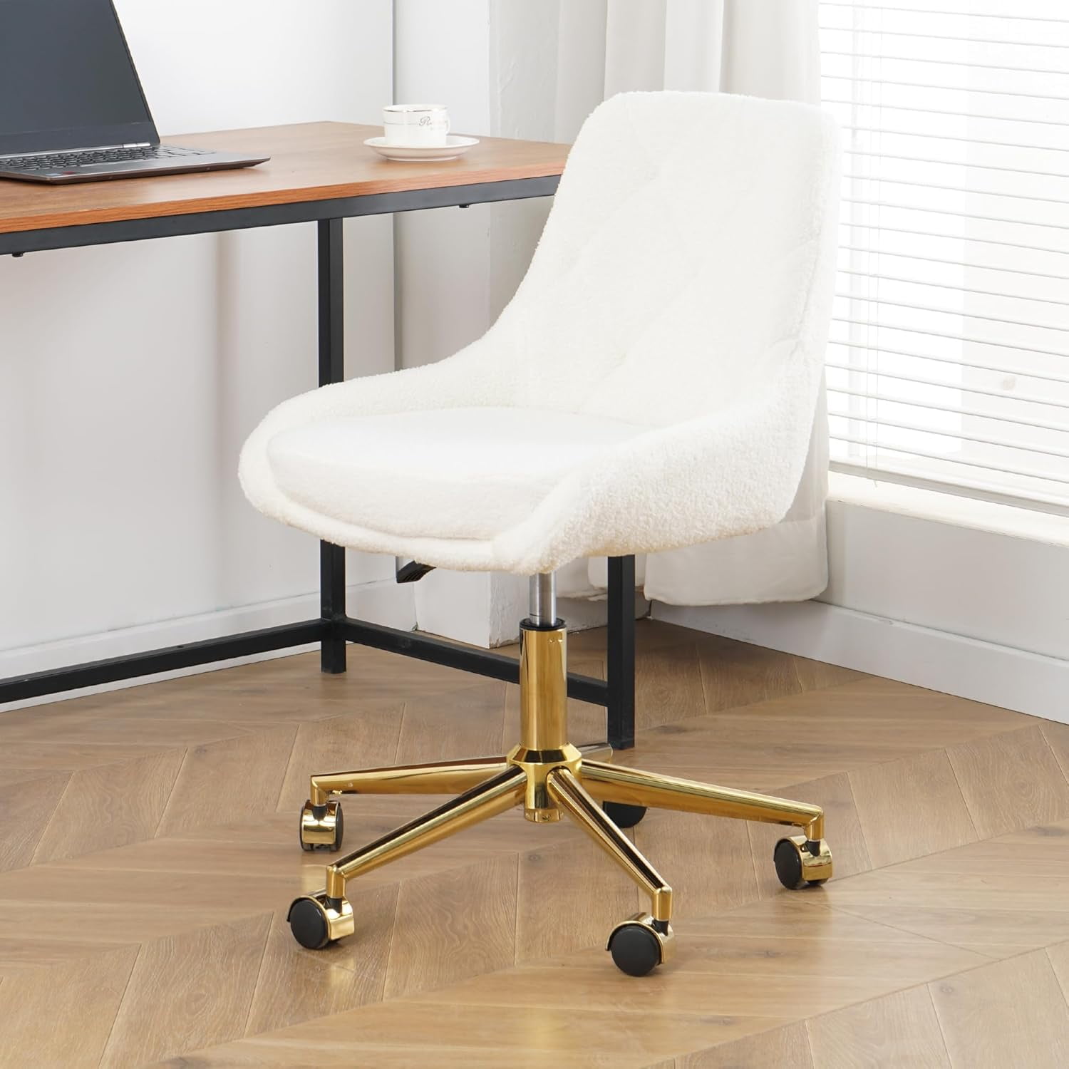 SSYBAB Home Office Desk Chair with Wheels, Adjustable Height Rolling ...