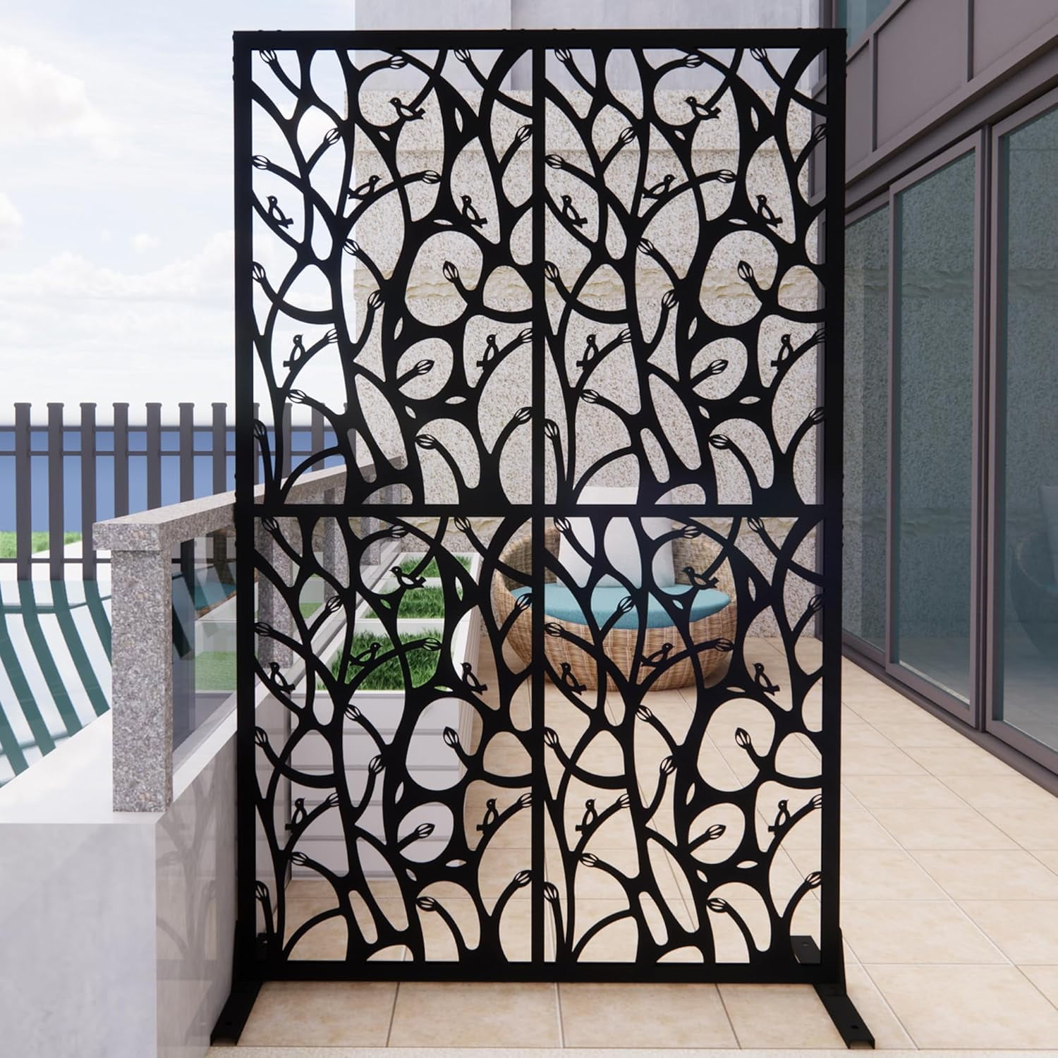 SSYBAB Metal Privacy Screens 72" H Outdoor Privacy Screens Panels ...