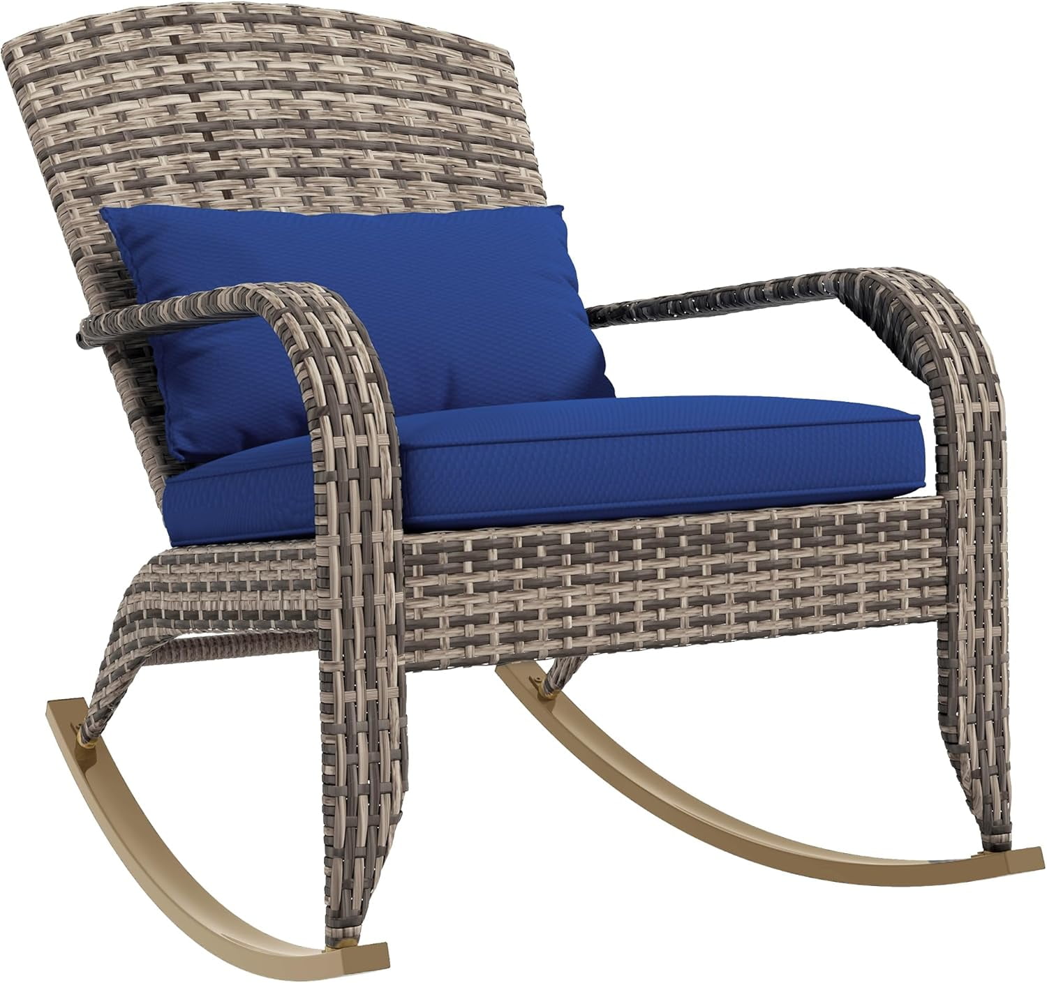 SSYBAB Outdoor Wicker Adirondack Rocking Chair, Patio Rattan Rocker ...
