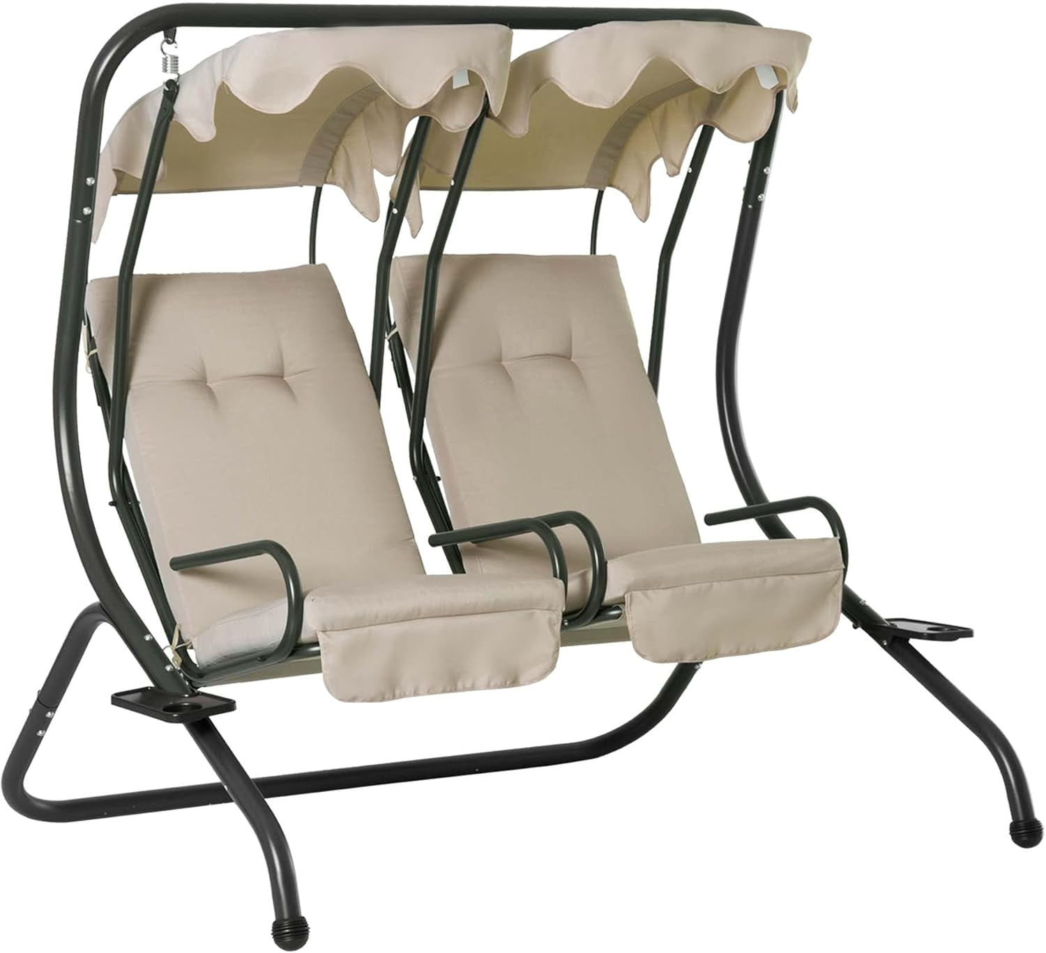 SSYBAB Patio Swing Chair with 2 Separate Seats, Outdoor Swing Glider ...