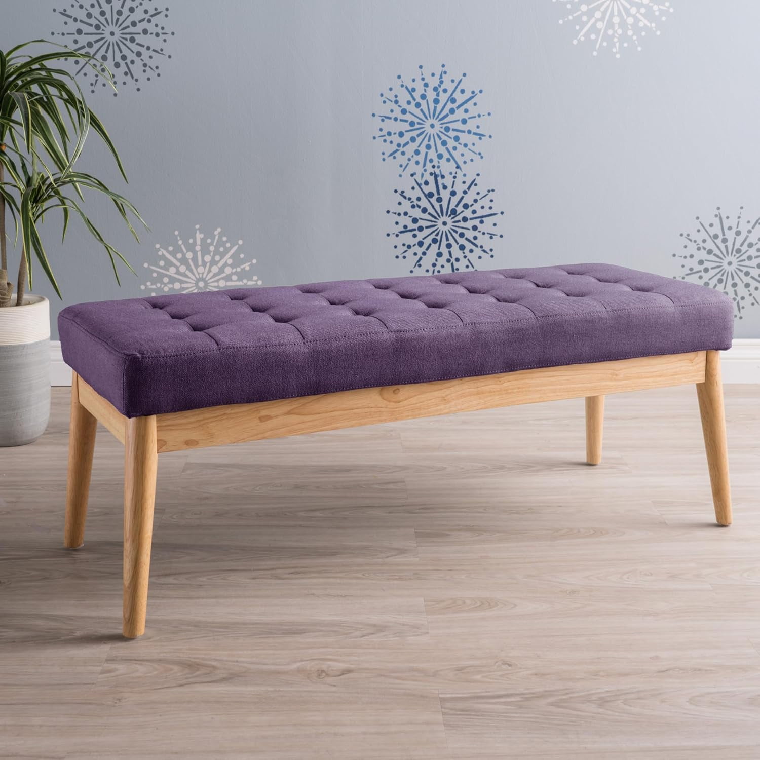 SSYBAB Upholstered Long Bench Fabric Button-Tufted Bedroom Bench with ...