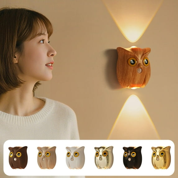 SSZMDLB under $5 6Pcs Motion Sensor Night Light, Owl Wall Lamp Night ...