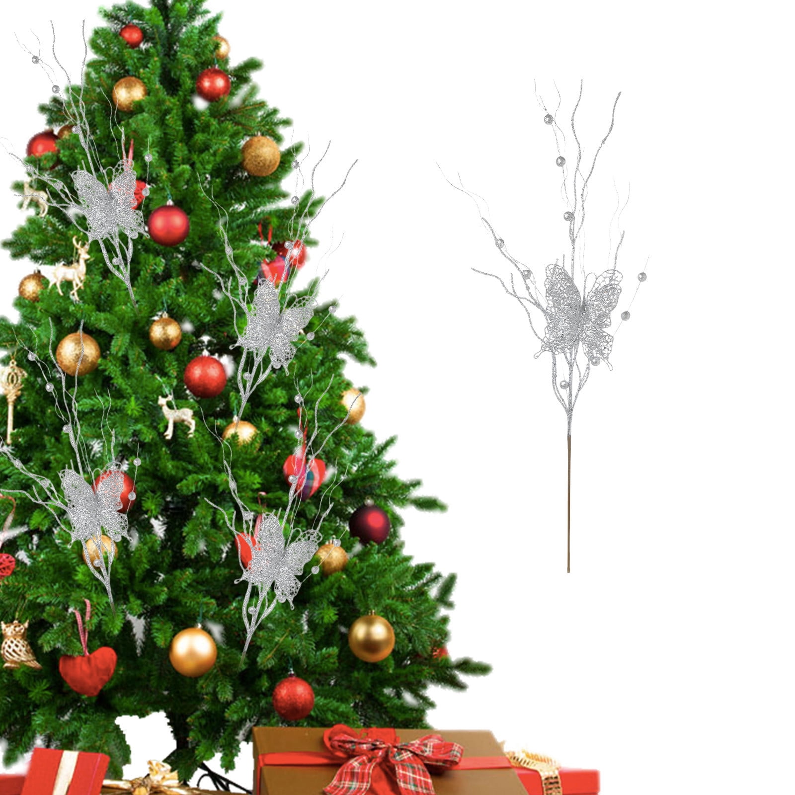 SSZMDLB under $5 Christmas Cuttings, Long Glitter Branches, Glitter ...