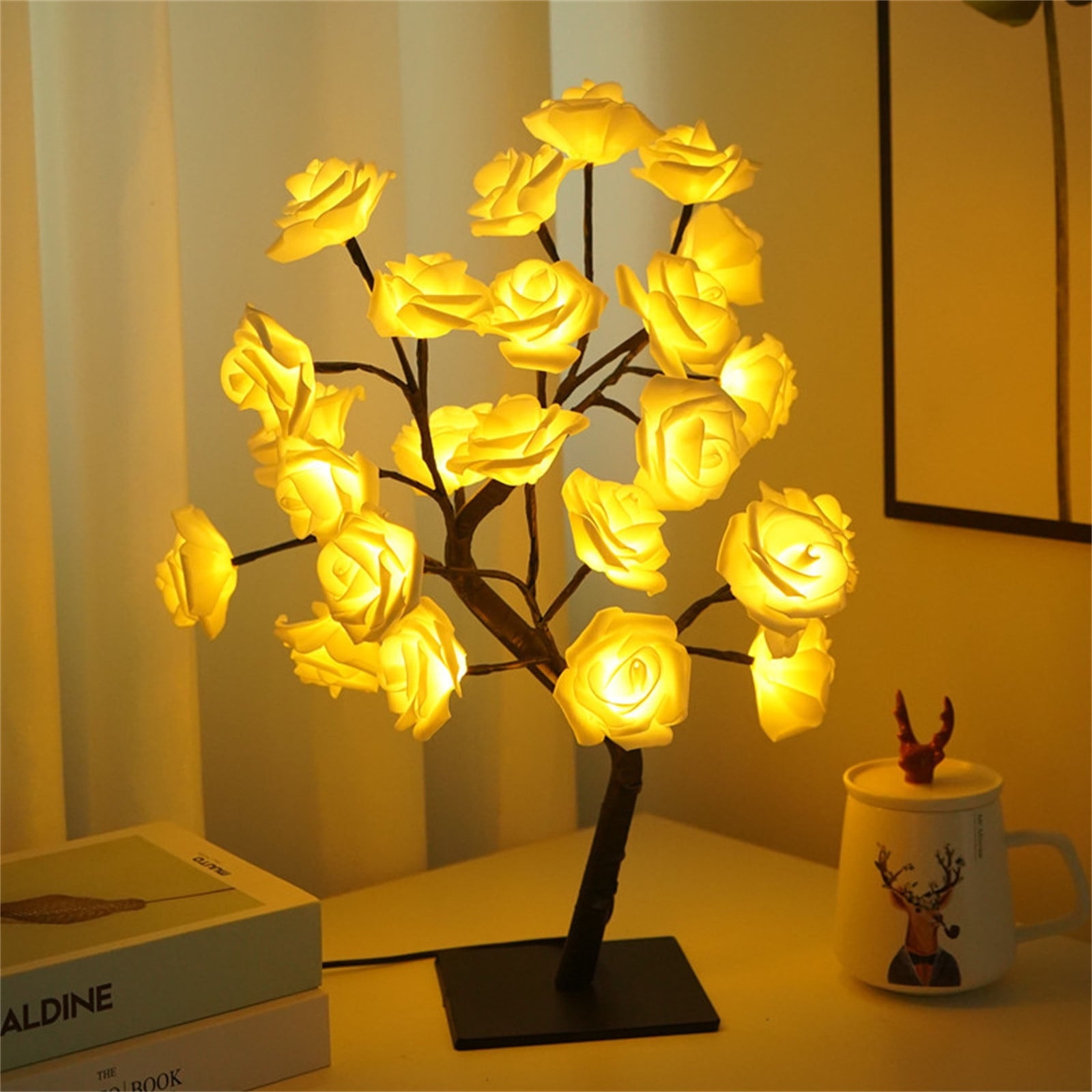 SSZMDLB under $5 LED Rose Lamp, Rose Tree Lamp LED Table Lights ...