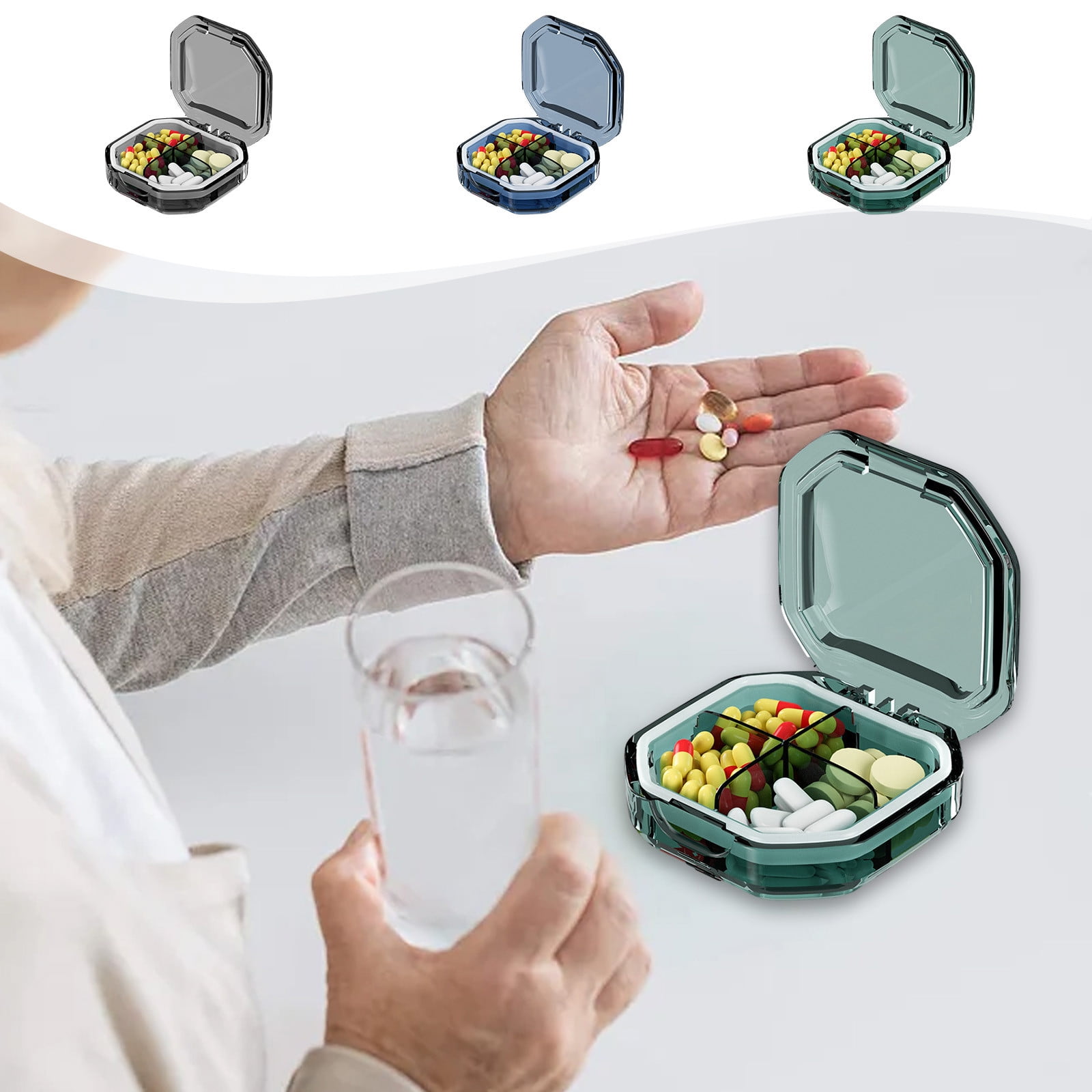 SSZMDLB under $5 Pill Organizer, Airtight Pill Box, Portable Pill ...