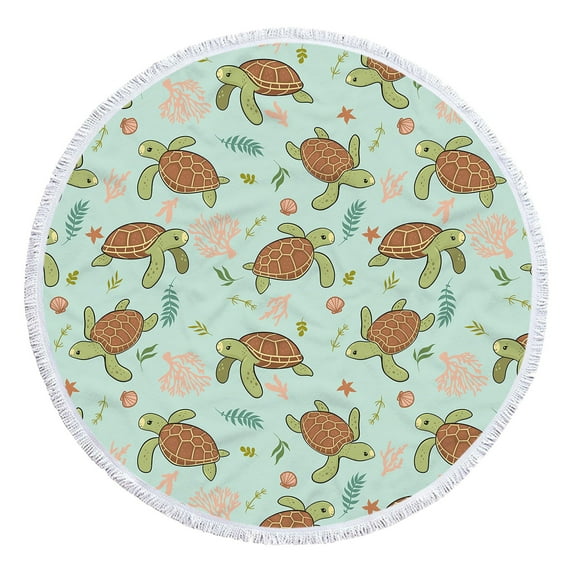 SSZMDLB under $5 Turtle Round Beach Towel, Round Beach Blanket, Printed ...
