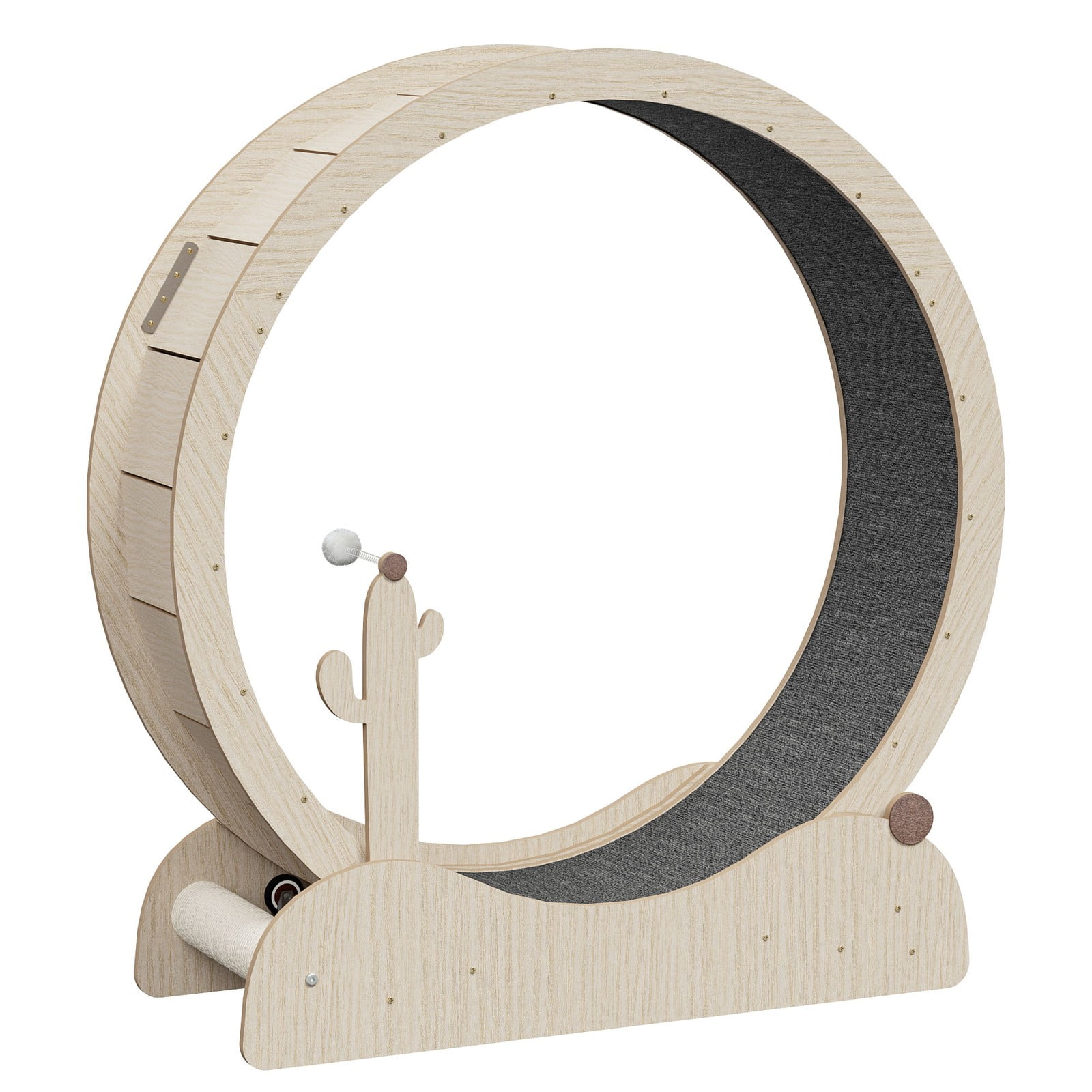 SSyao 43" Natural Wood Cat Wheel Exerciser for Indoor Cats Safety Cat ...