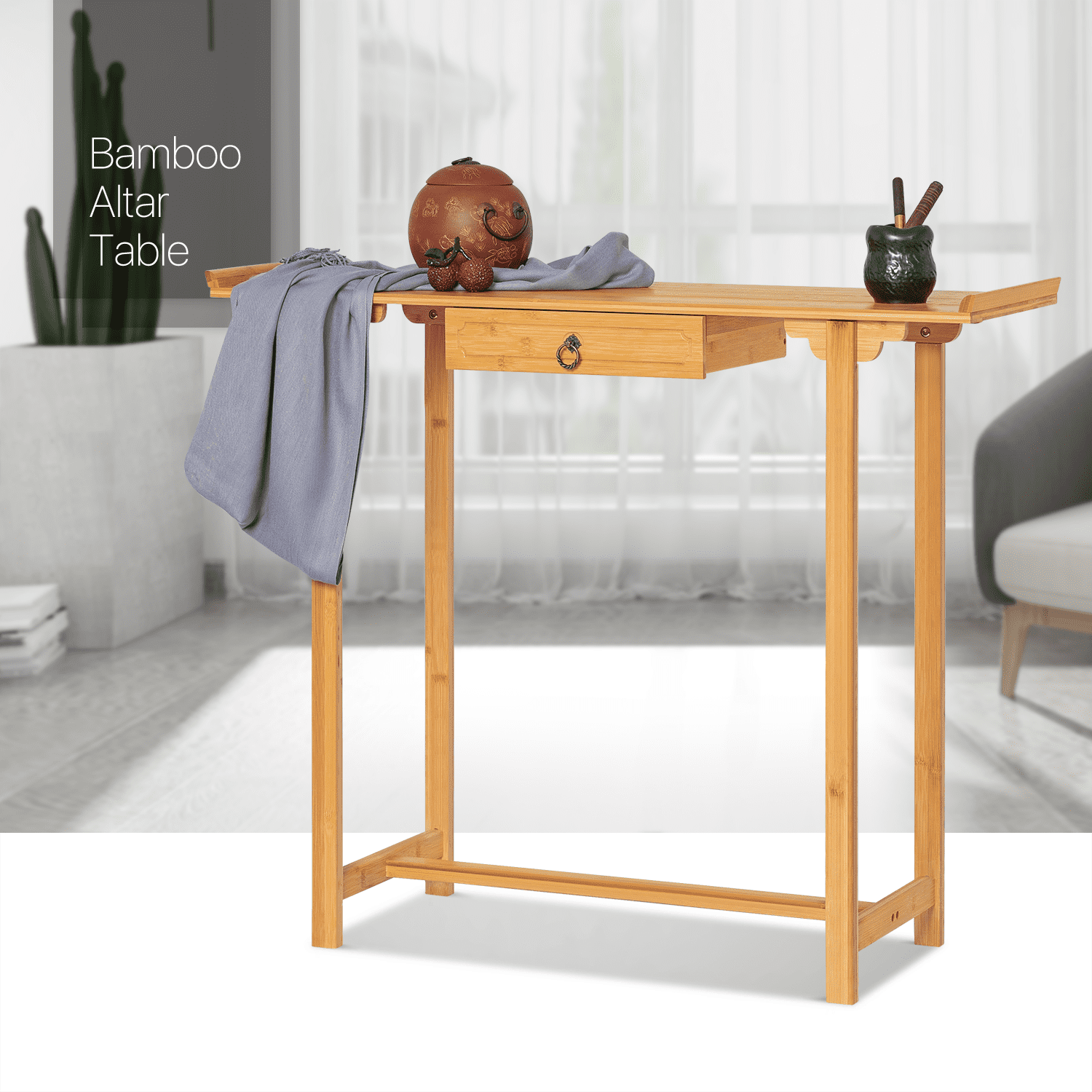 SSyao Bamboo Entryway Chinese Antique Oriental Altar Desk Home Console ...