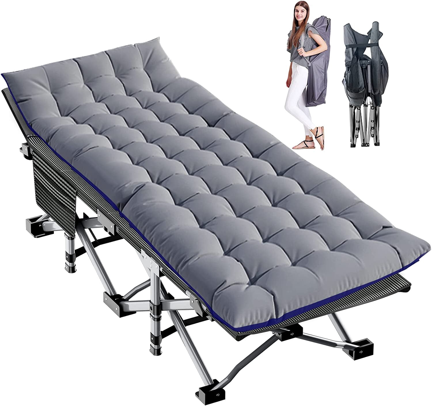 SSyao Folding Camping Cot, Extra Wide Heavy Duty Sleeping Cots with ...