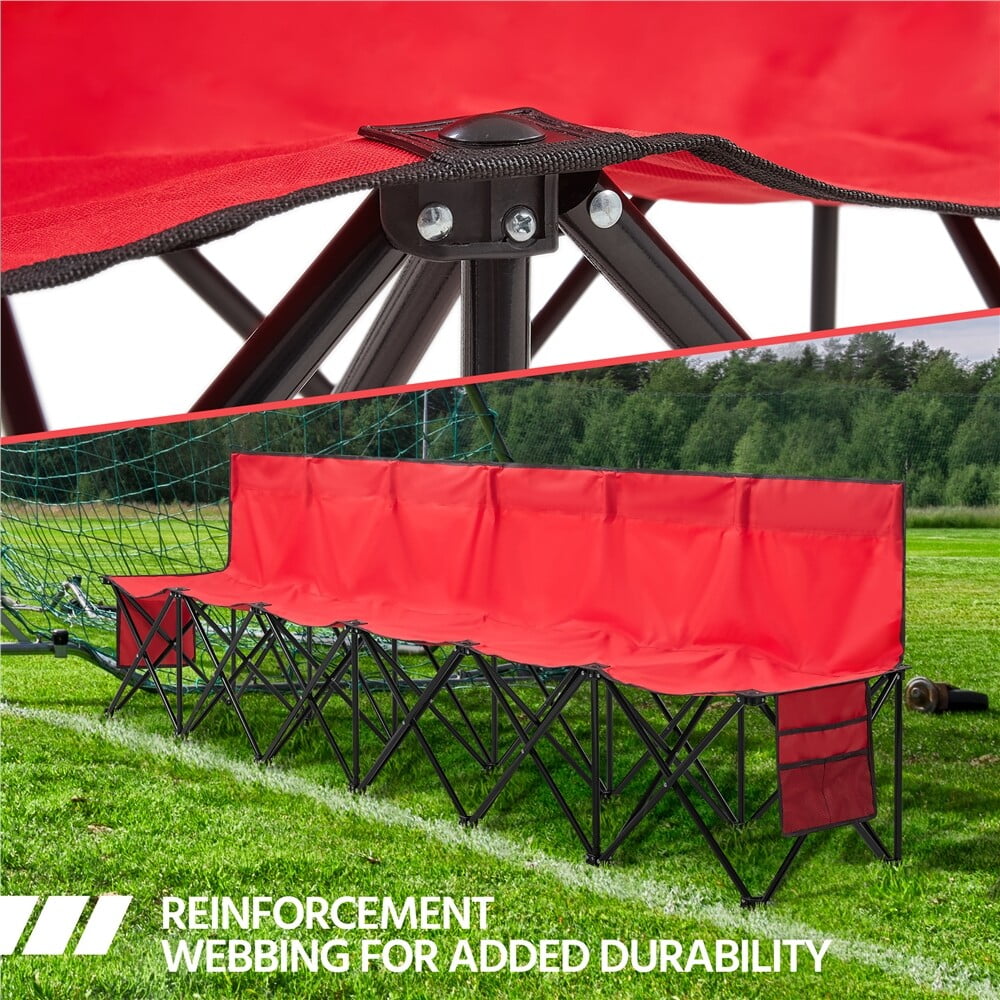 SSyao Folding Chair Sports 6 Seat Sideline Portable Team Bench w ...