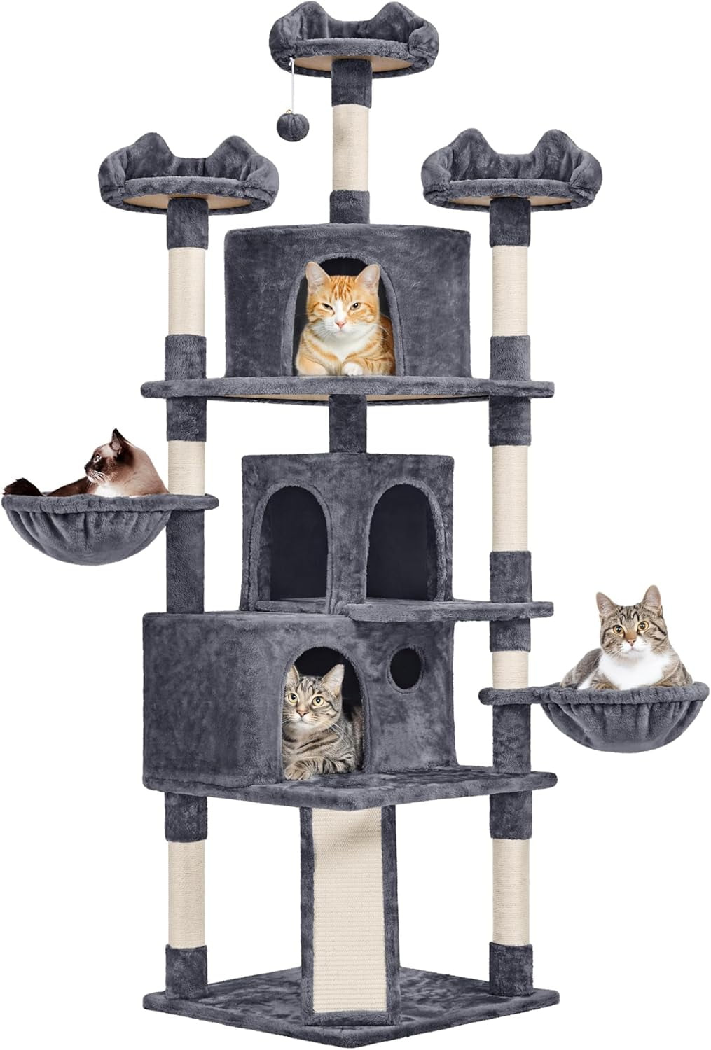 SSyao Large Cat Tree Tower for Large Cats, 76.5in Multi-Level Kitten ...
