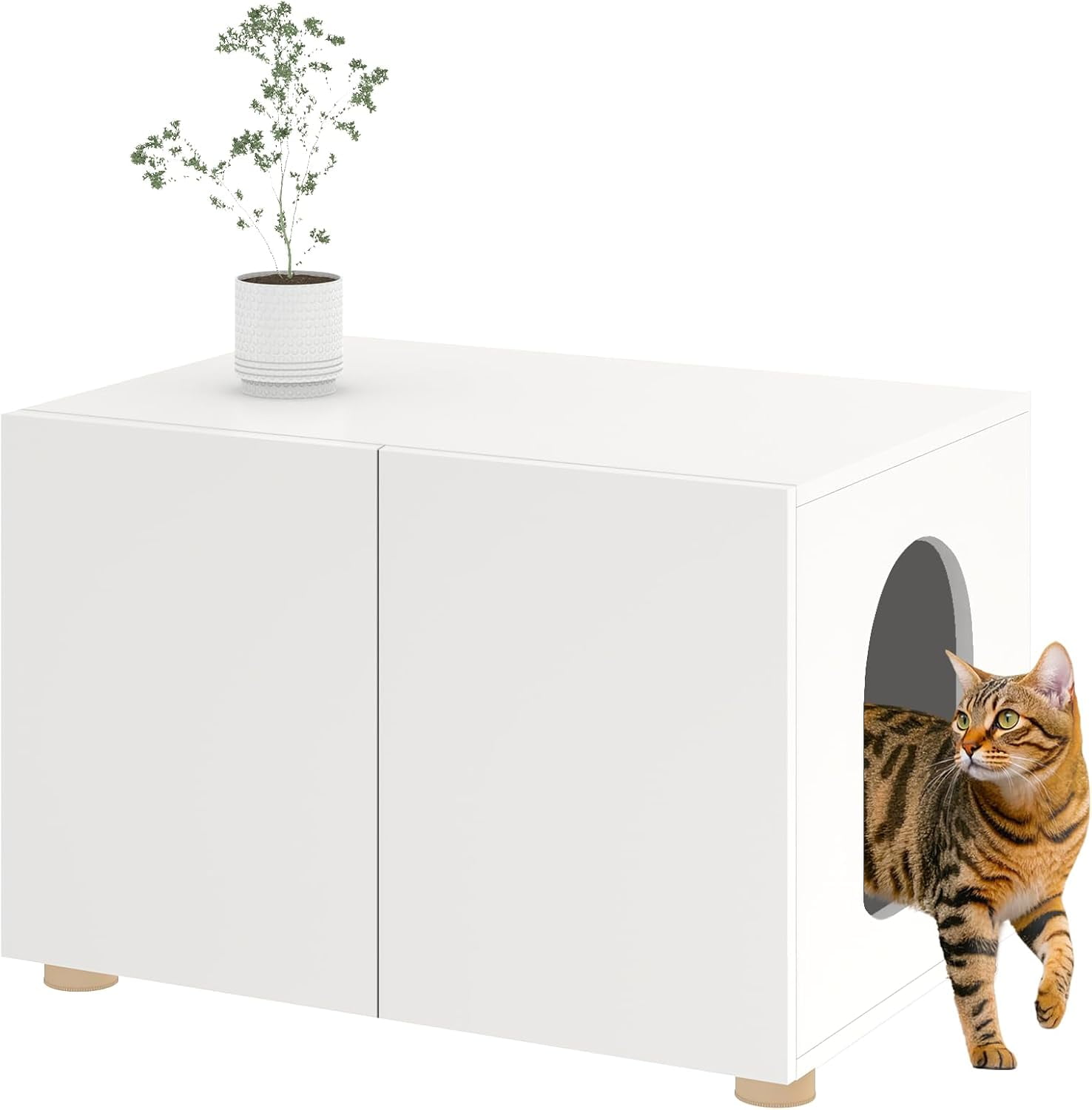 SSyao Modern Cat Litter Box Enclosure Furniture as End Side Table ...
