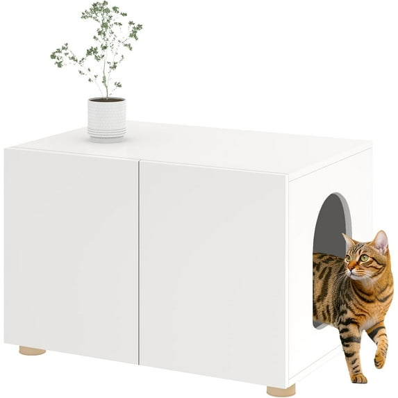 SSyao Modern Cat Litter Box Enclosure Furniture as End Side Table ...