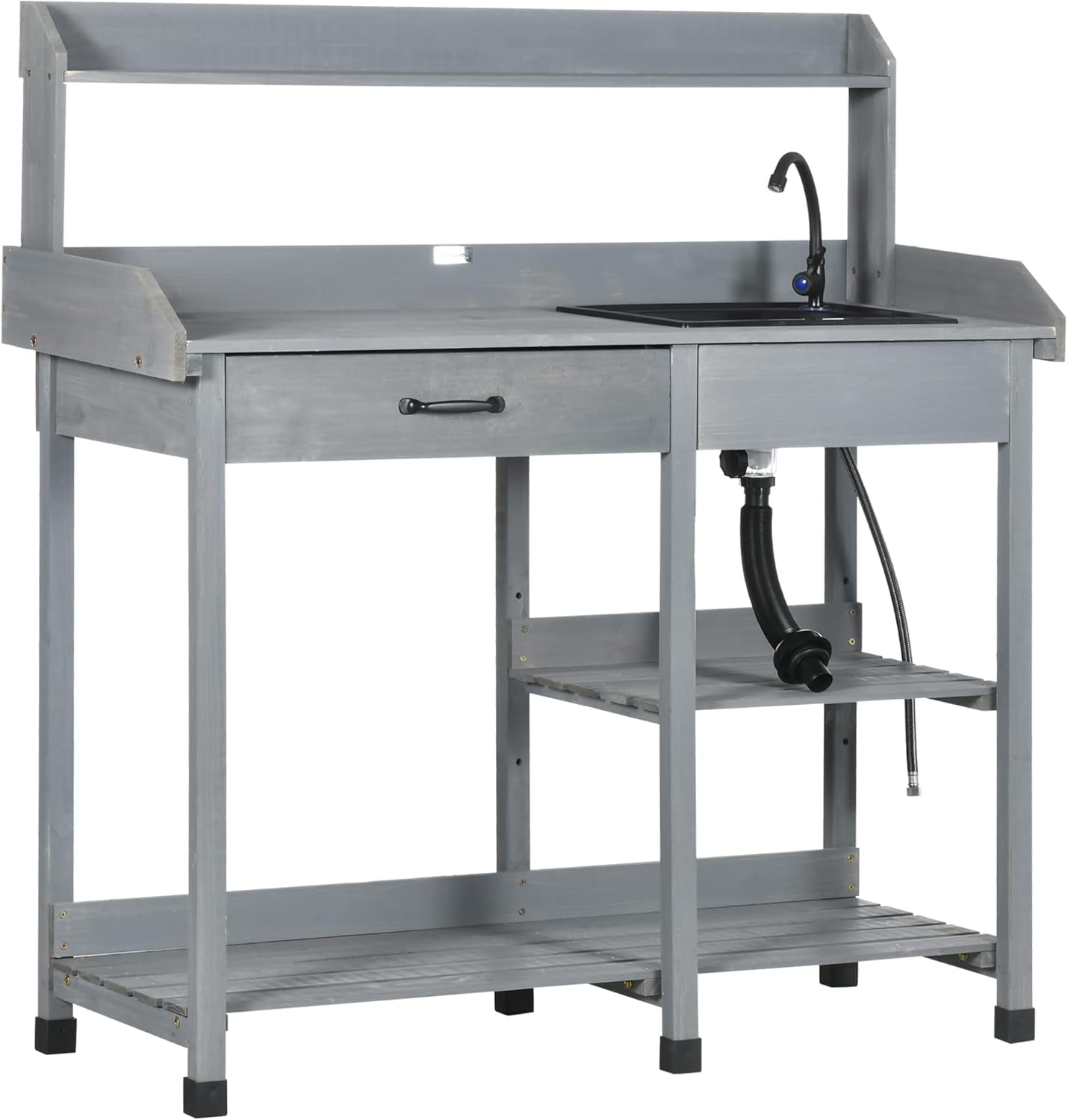 SSyao Potting Bench Table, Outdoor Wooden Garden Workstation with ...
