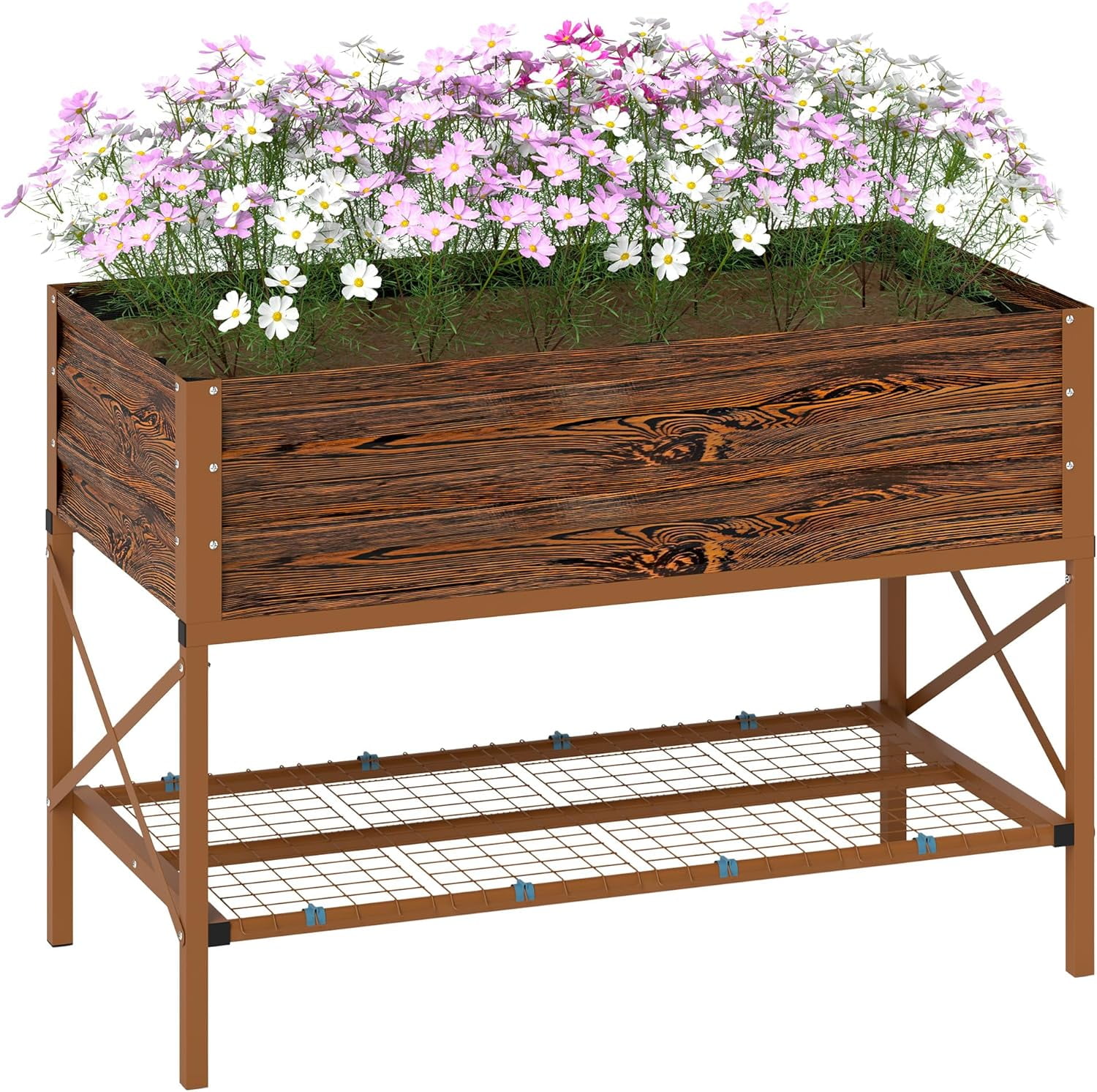 SSyao Raised Garden Bed with Galvanized Steel Frame, Elevated Planter ...