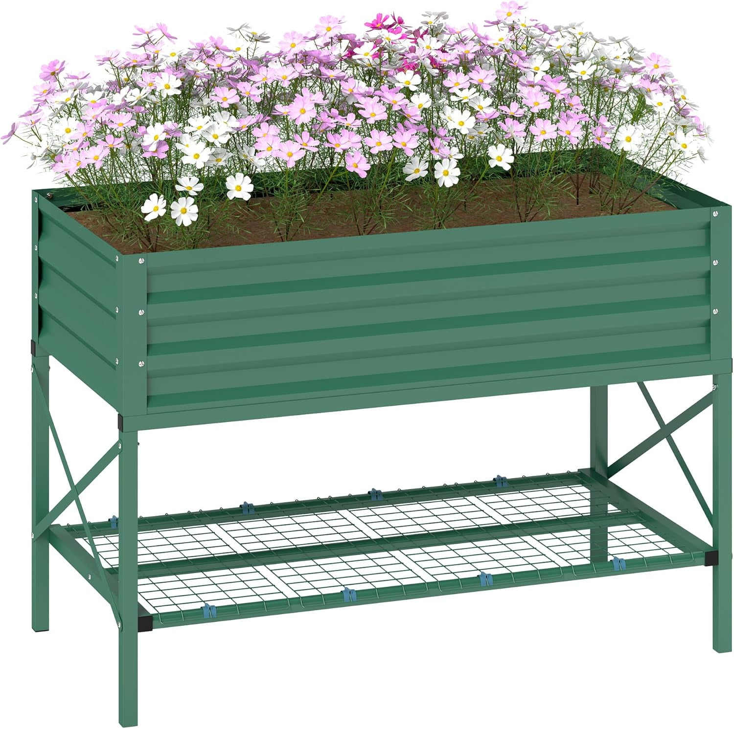 SSyao Raised Garden Bed with Galvanized Steel Frame, Elevated Planter ...