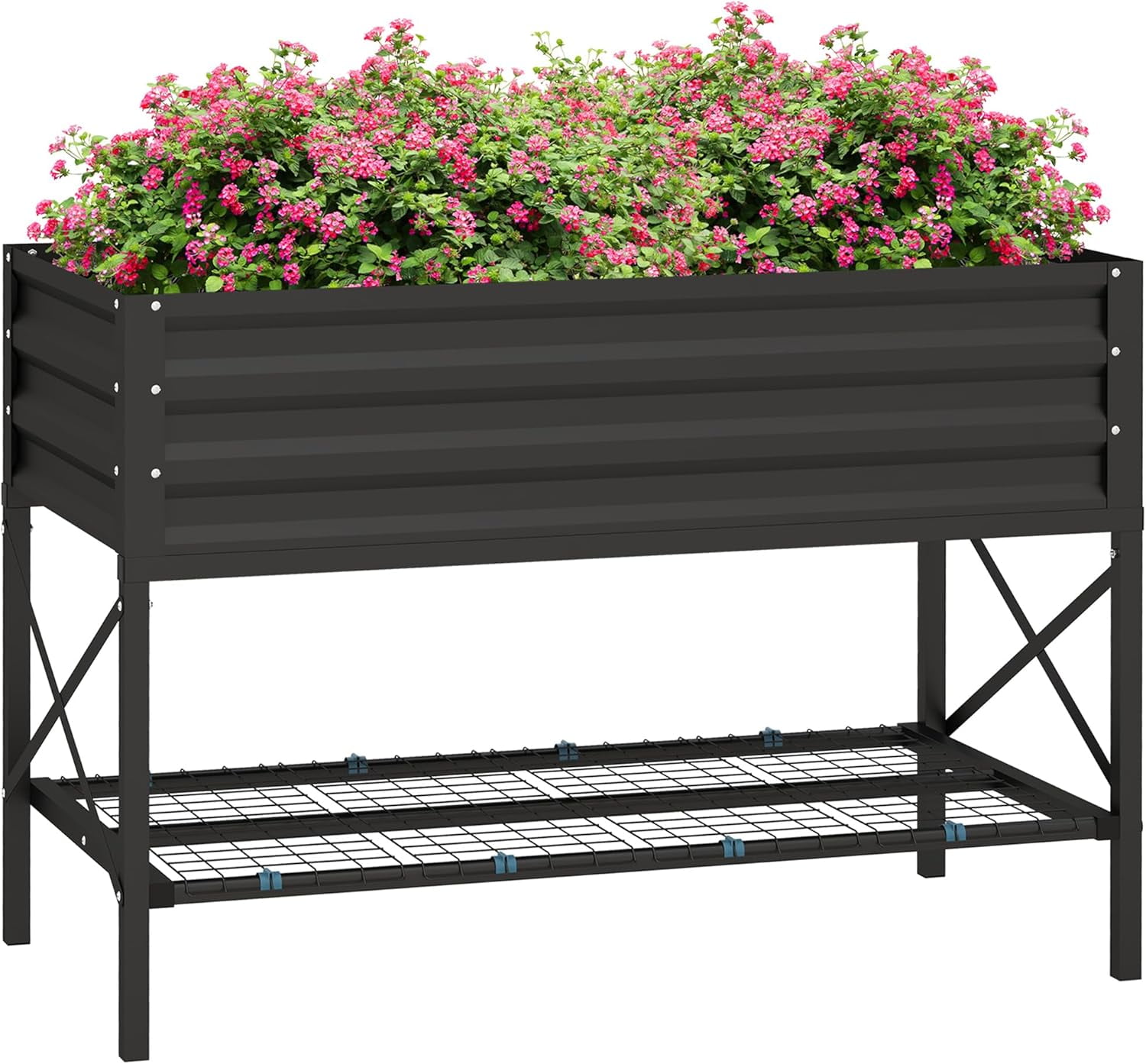 SSyao Raised Garden Bed with Galvanized Steel Frame, Elevated Planter ...