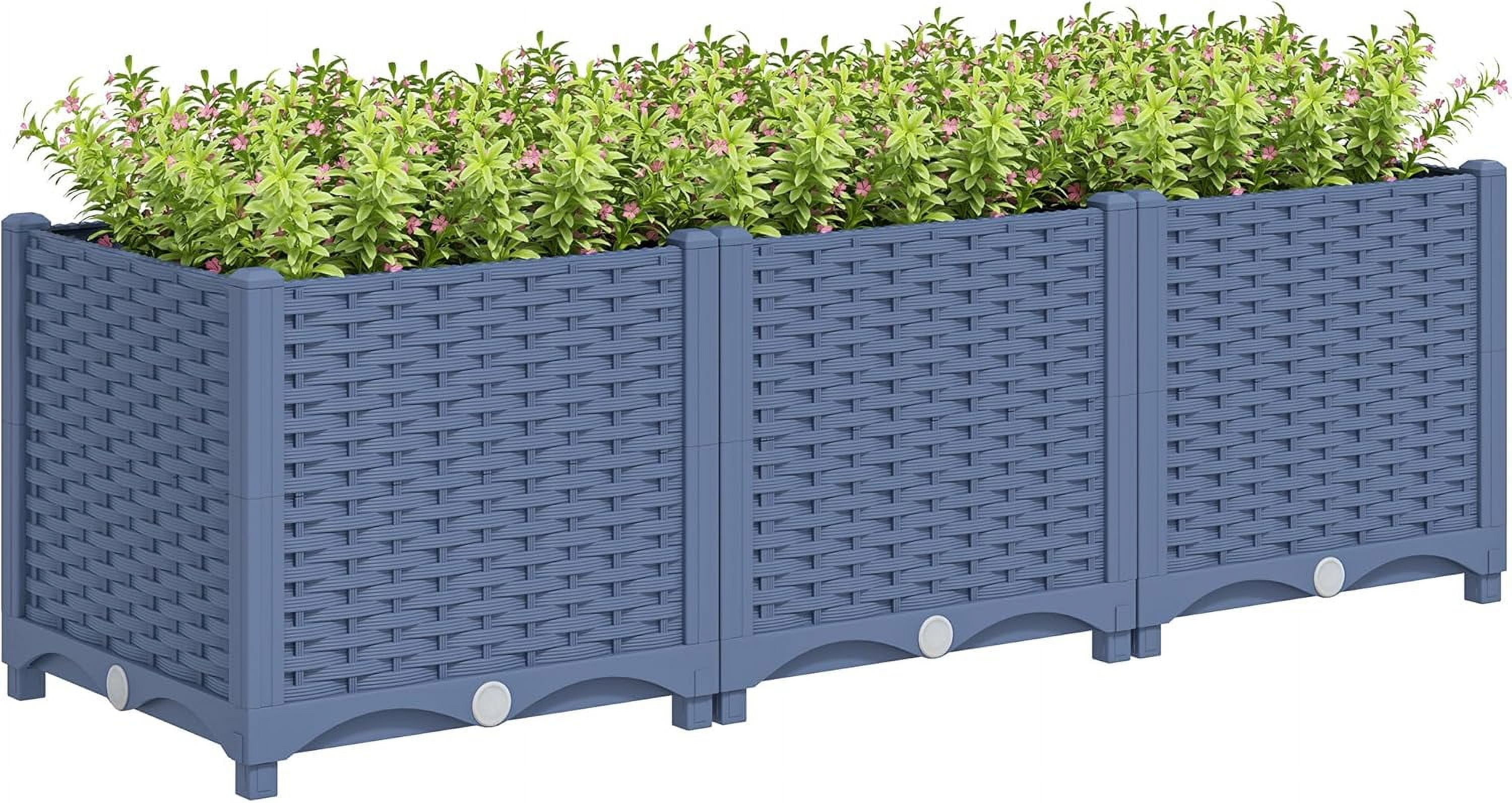 SSyao Raised Garden Bed, Indoor Outdoor Plastic Planter Box with ...