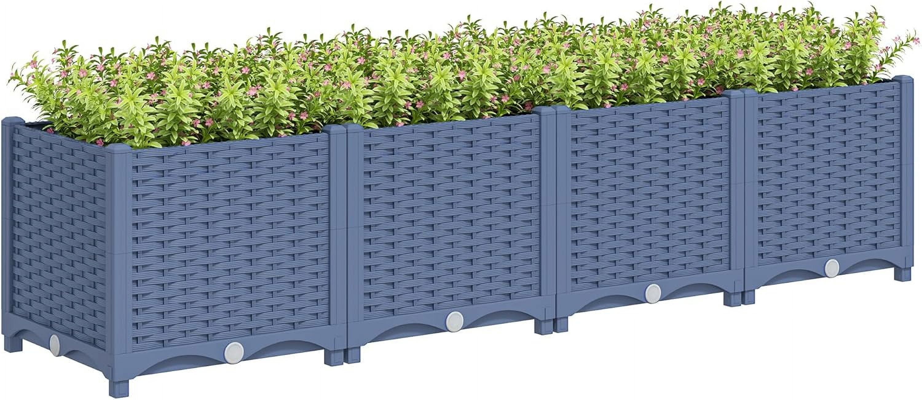 SSyao Raised Garden Bed, Indoor Outdoor Plastic Planter Box with ...