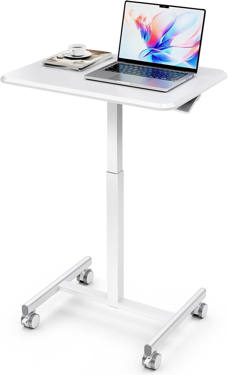 SSyao Rolling Laptop Desk Office Computer Table Adjustable Height Stand ...