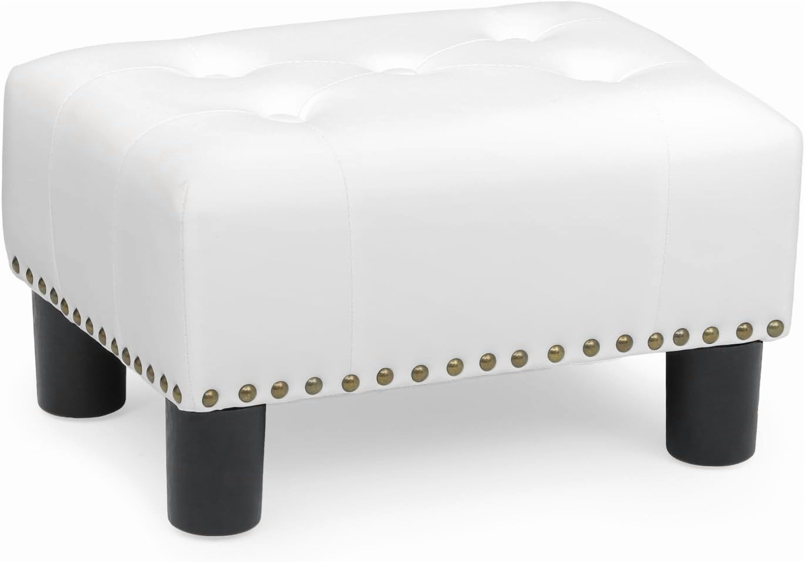 SSyao Small Foot Stool, Tufted Ottoman Stools with Nailhead Trim & Legs ...