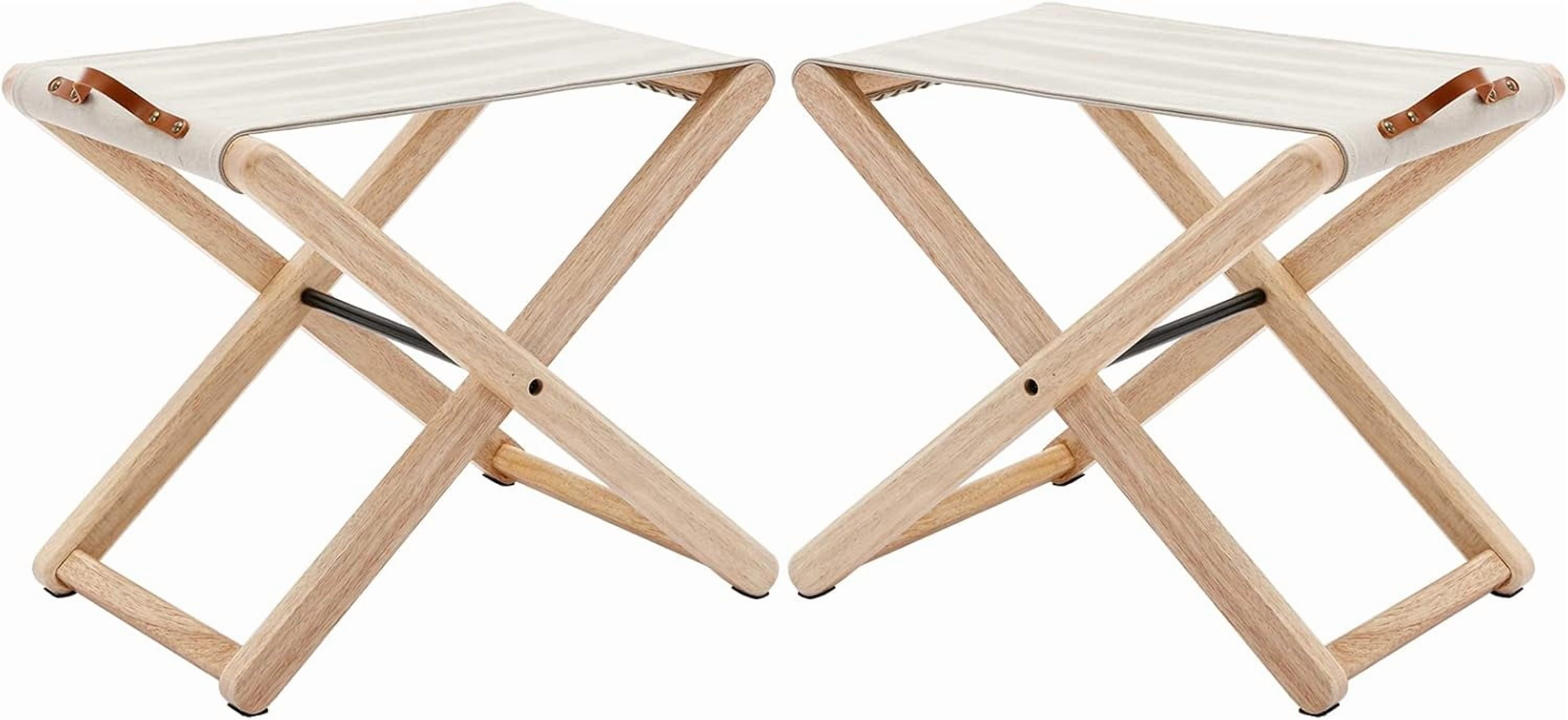 SSyao Wood Folding Camping Stools Set of 2, 18.5" Hardwood Portable ...